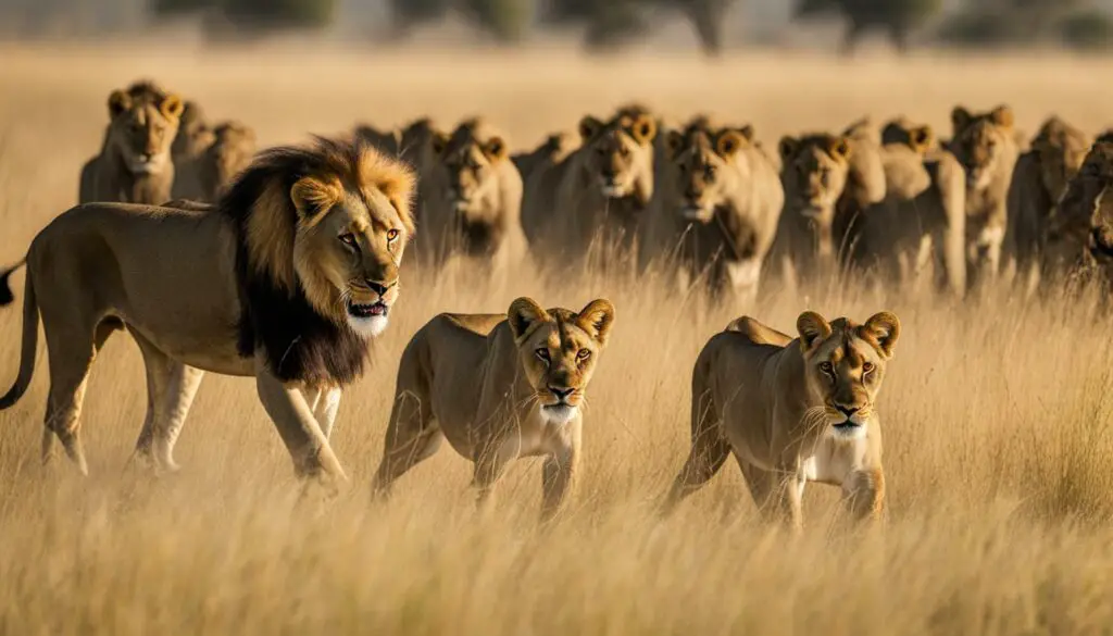 What are the tactics lions use when hunting for prey?