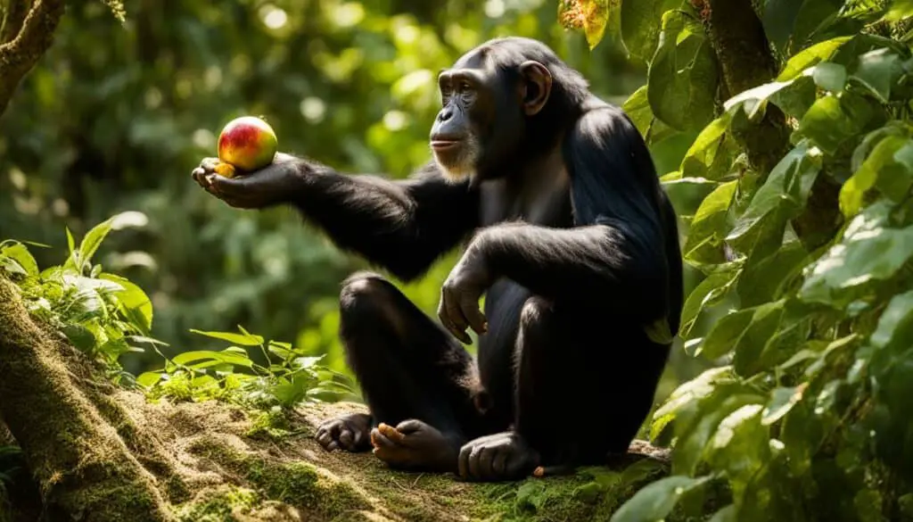 How do chimpanzees communicate with each other in the wild?