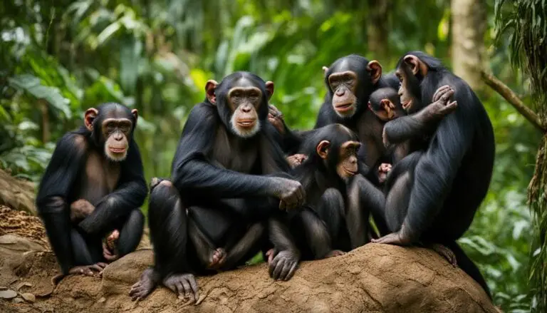 How are social hierarchies established in chimpanzee groups?