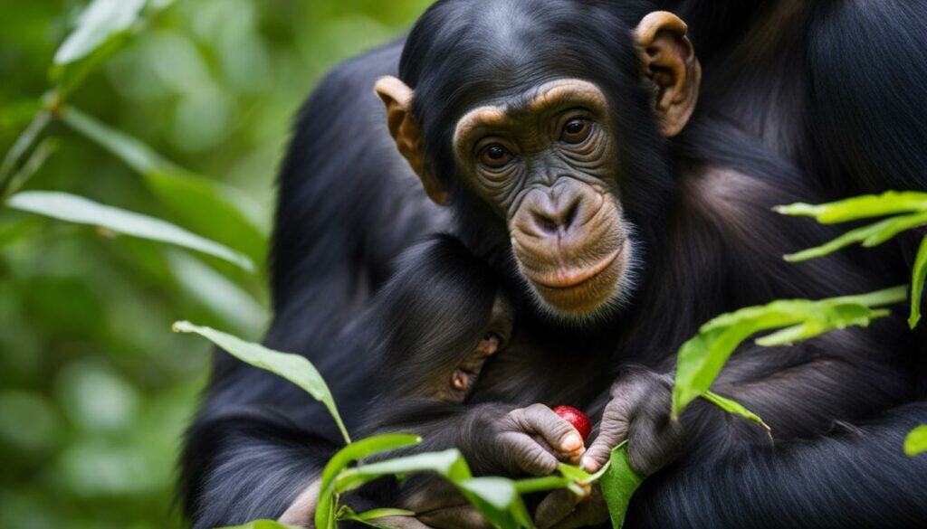 What is the process of raising chimpanzee offspring?