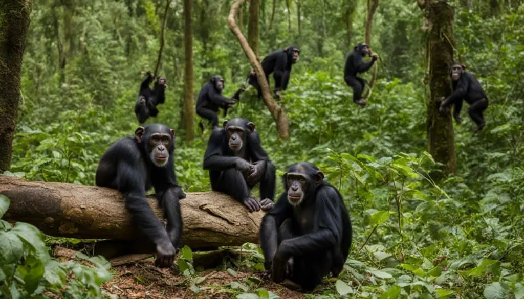 How do researchers study and track wild chimpanzee populations?