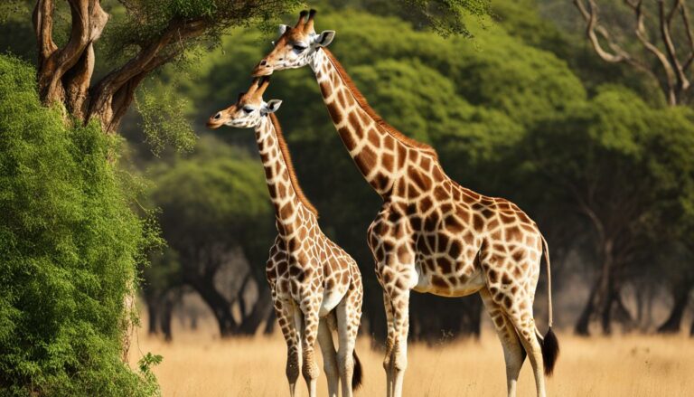 What do giraffes typically eat, and how do they feed?