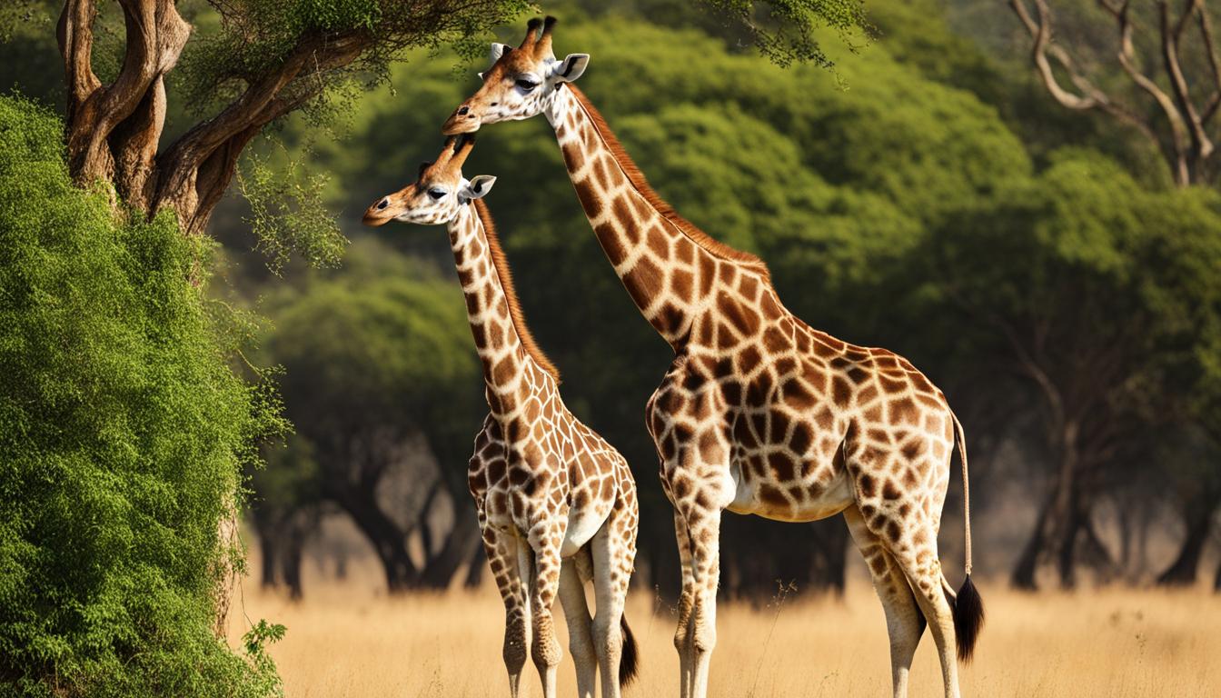 What do giraffes typically eat, and how do they feed?