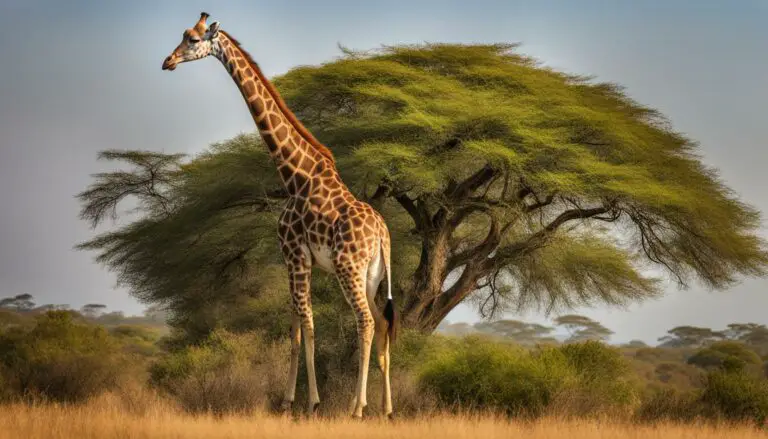 How do giraffes feed, and what is their feeding behavior?
