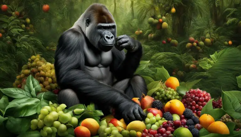 What do gorillas typically eat, and what is their diet like?