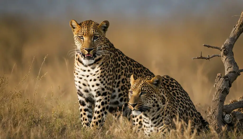 How are social hierarchies established in leopard groups?