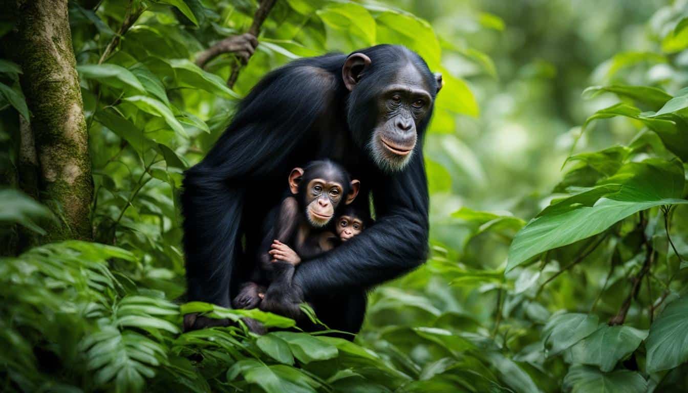 What is the process of raising chimpanzee offspring?