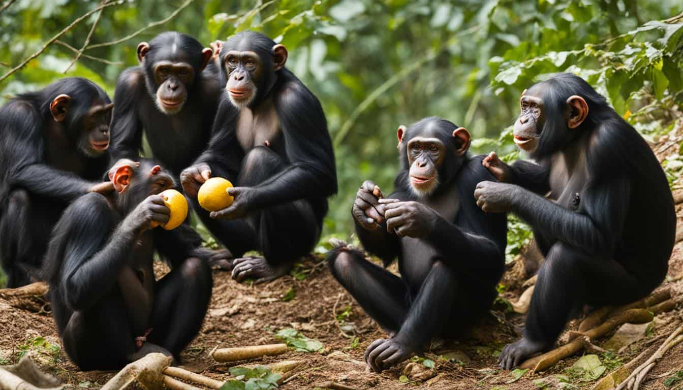 How do chimpanzees interact with each other in the wild?