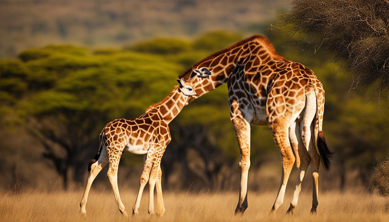 How do giraffes reproduce, and what is their reproduction cycle?