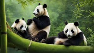 What roles do different family members play in a giant panda group?
