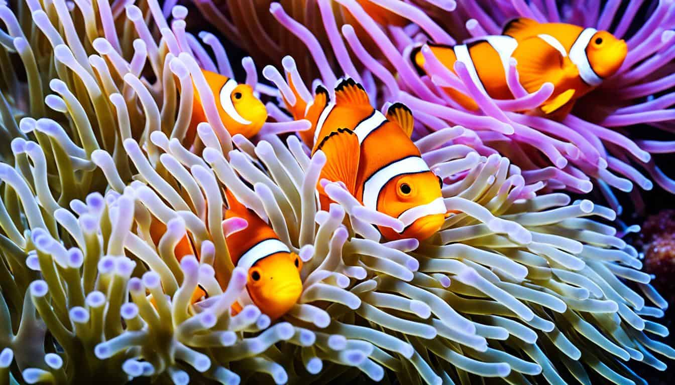 How do clownfish interact with anemones?