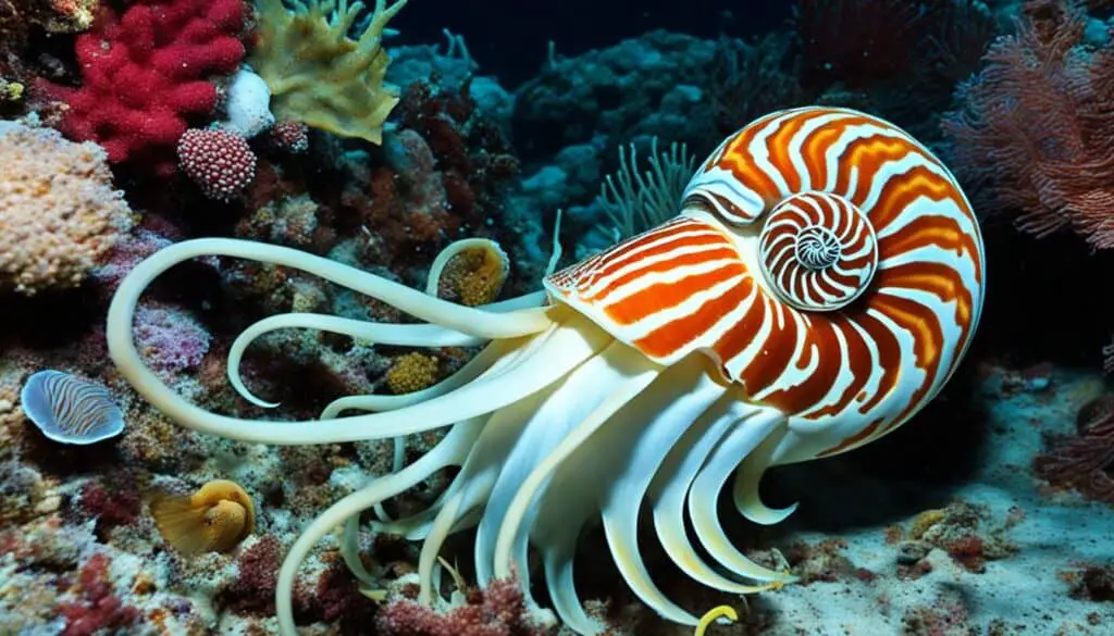 How do nautiluses hunt for food?